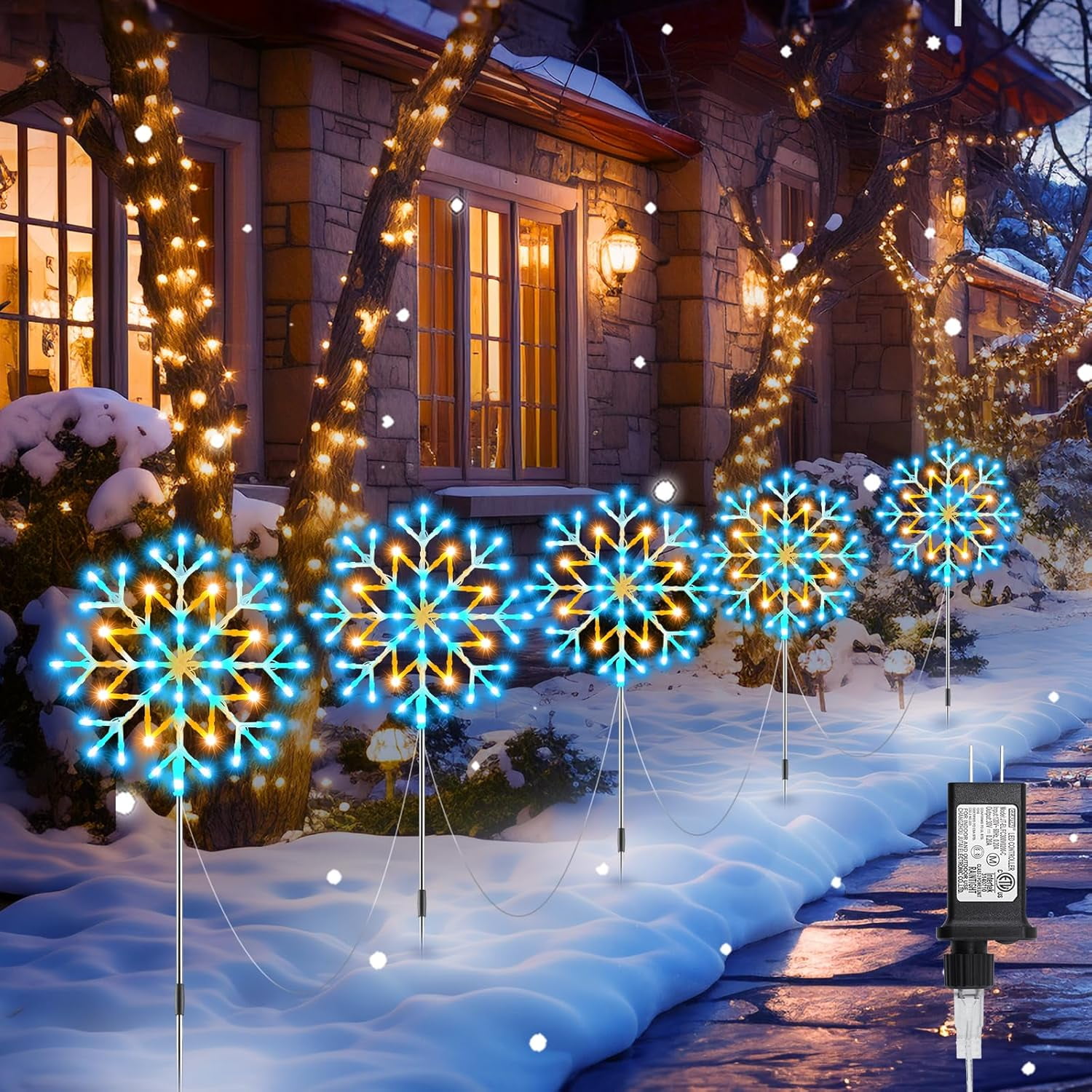 Brightown Snowflake Lights Outdoor, 10 Large Snowflake Christmas ...