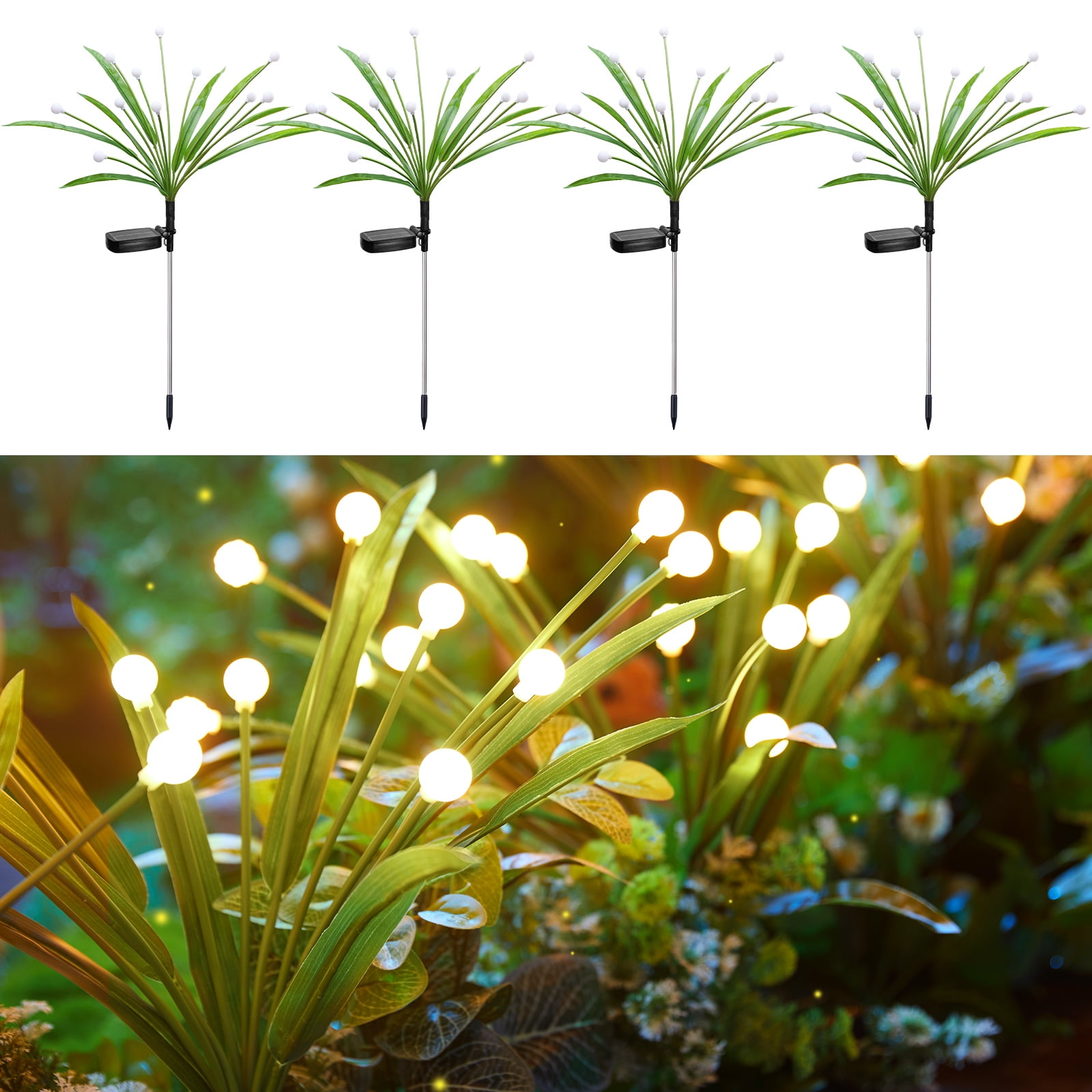 Brightown Solar Firefly Garden Lights - 4 Pack 12 LED, 2 Modes ...