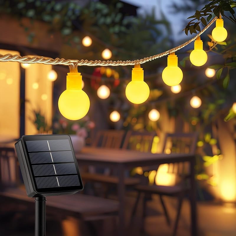 Brightown Solar Lights Outdoor Waterproof, 19.6Ft 60 LED Globe Solar ...