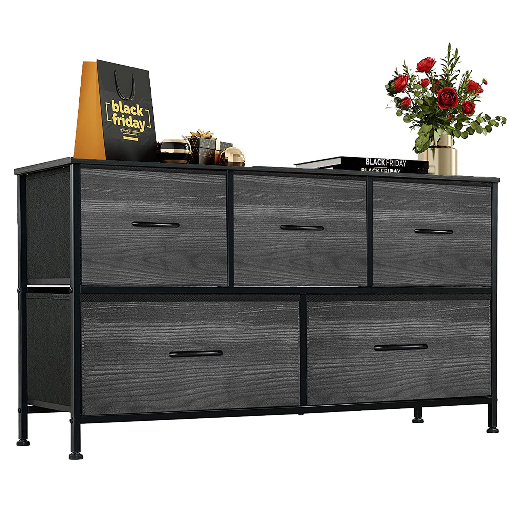 Walmart Large Capacity 5-Drawer Wood Grain Dresser Storage Unit for ...