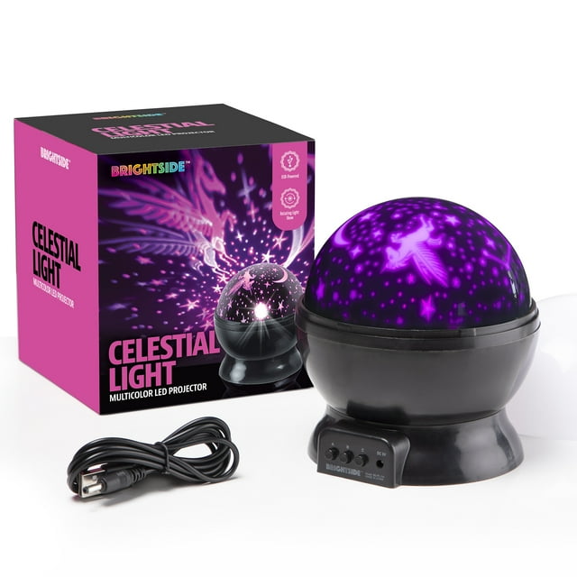 Brightside Celestial LED Projector, Multicolor Rotating Light, USB or ...