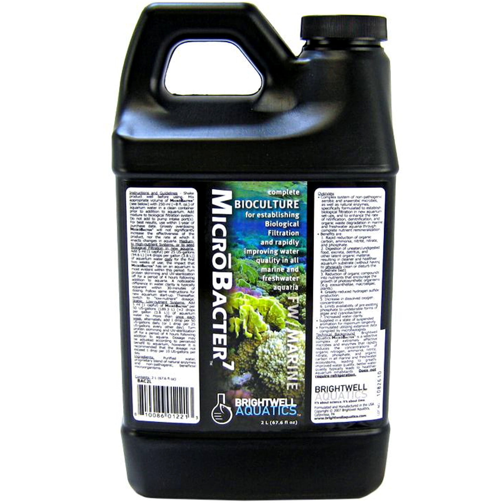 Brightwell Aquatics MicroBacter7 2 Liters 64oz Liquid Reef Bioculture ...