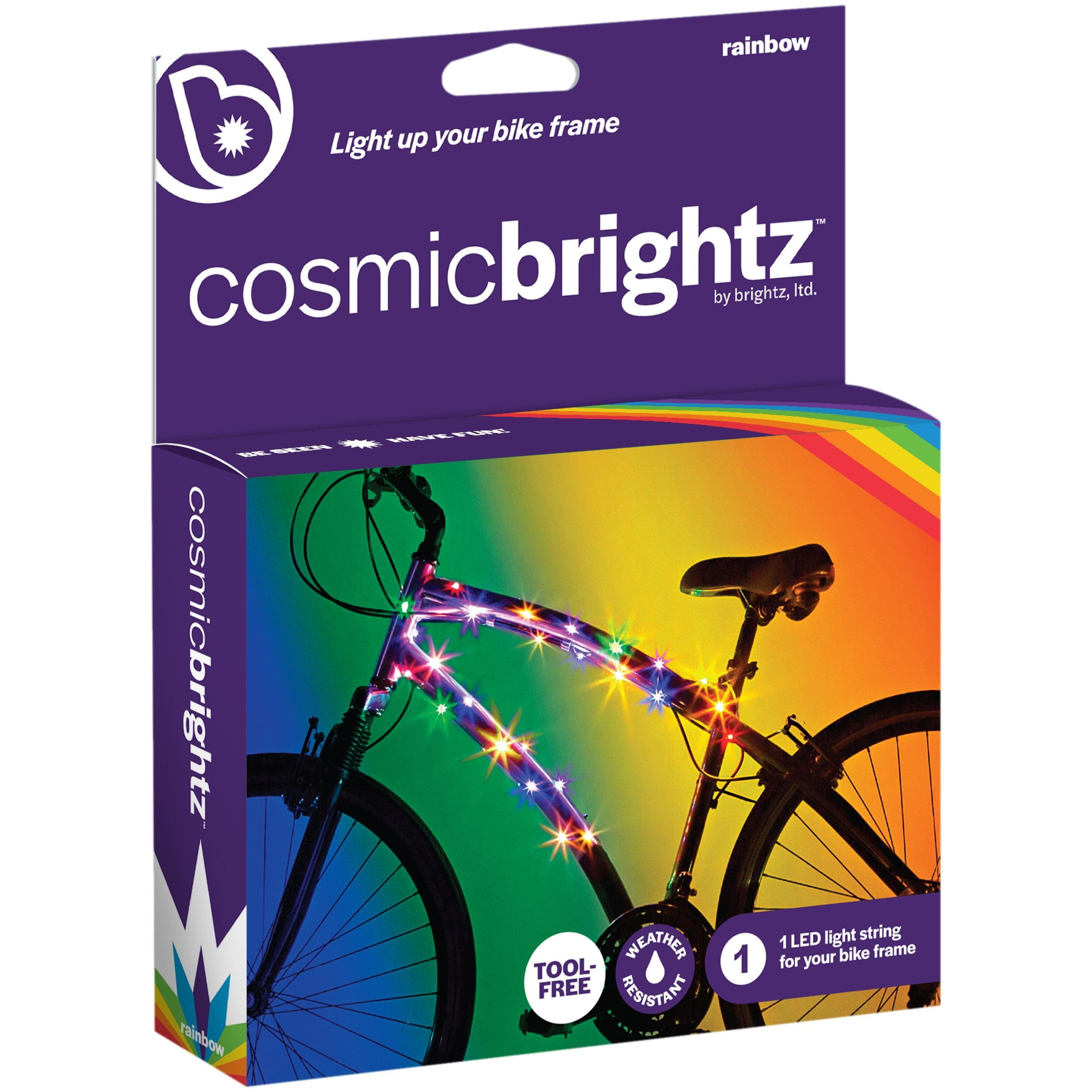 Brightz CosmicBrightz LED Bike Frame Lights, 6.5 ft Rope Light, Rainbow ...
