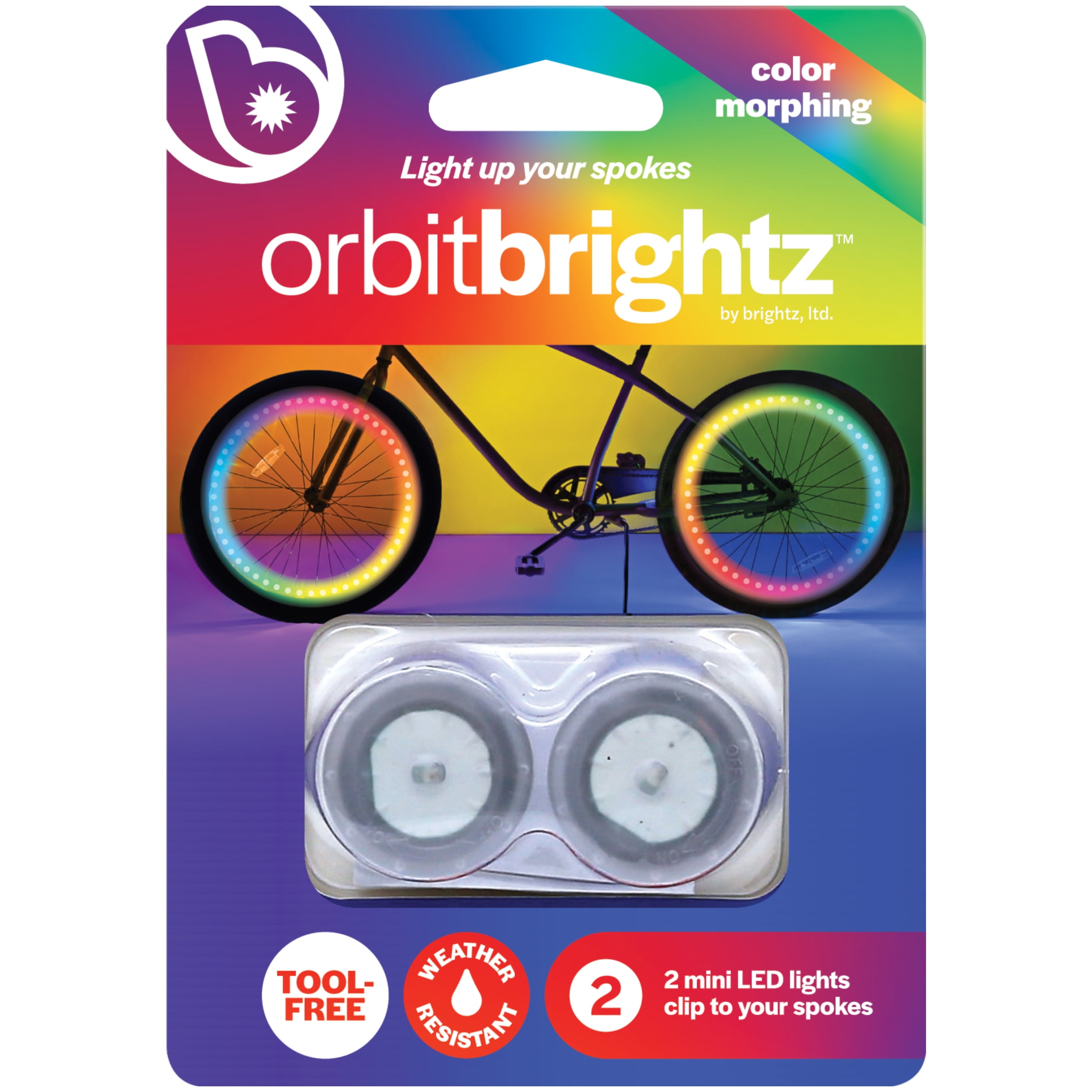 Brightz OrbitBrightz LED Bike Spoke Lights, Color Morphing, 2-Pack ...