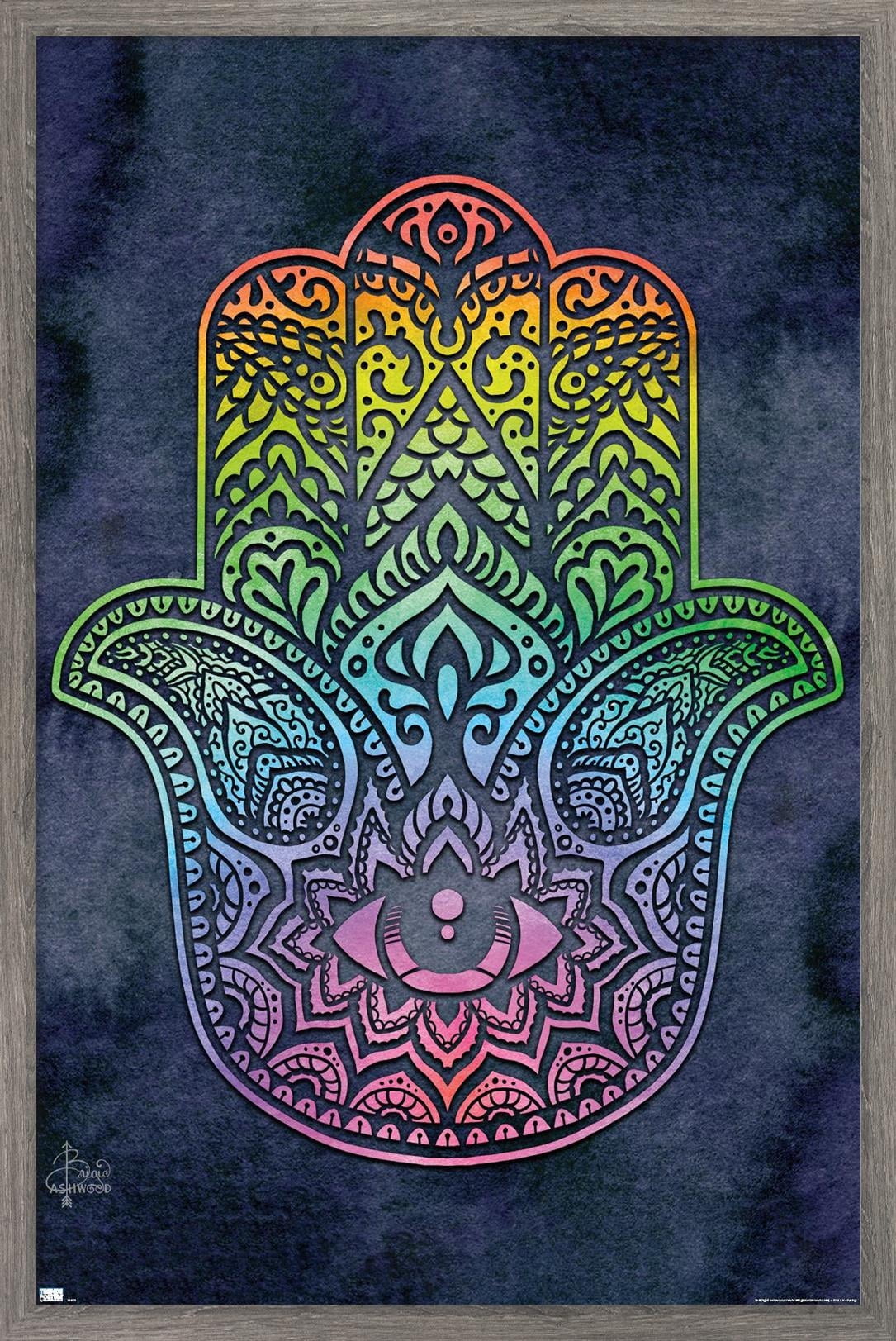 Brigid Ashwood - Rainbow Hamsa Wall Poster, 14.725" x 22.375" Framed ...