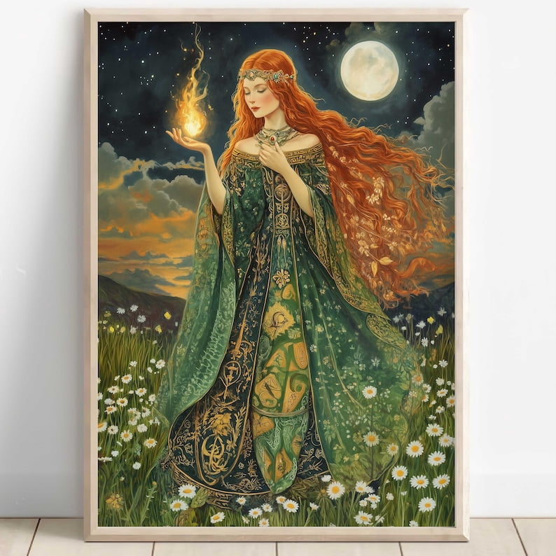 Brigid Celtic Goddess Wall Art Depicting Irish Mythology Fire and Forge ...