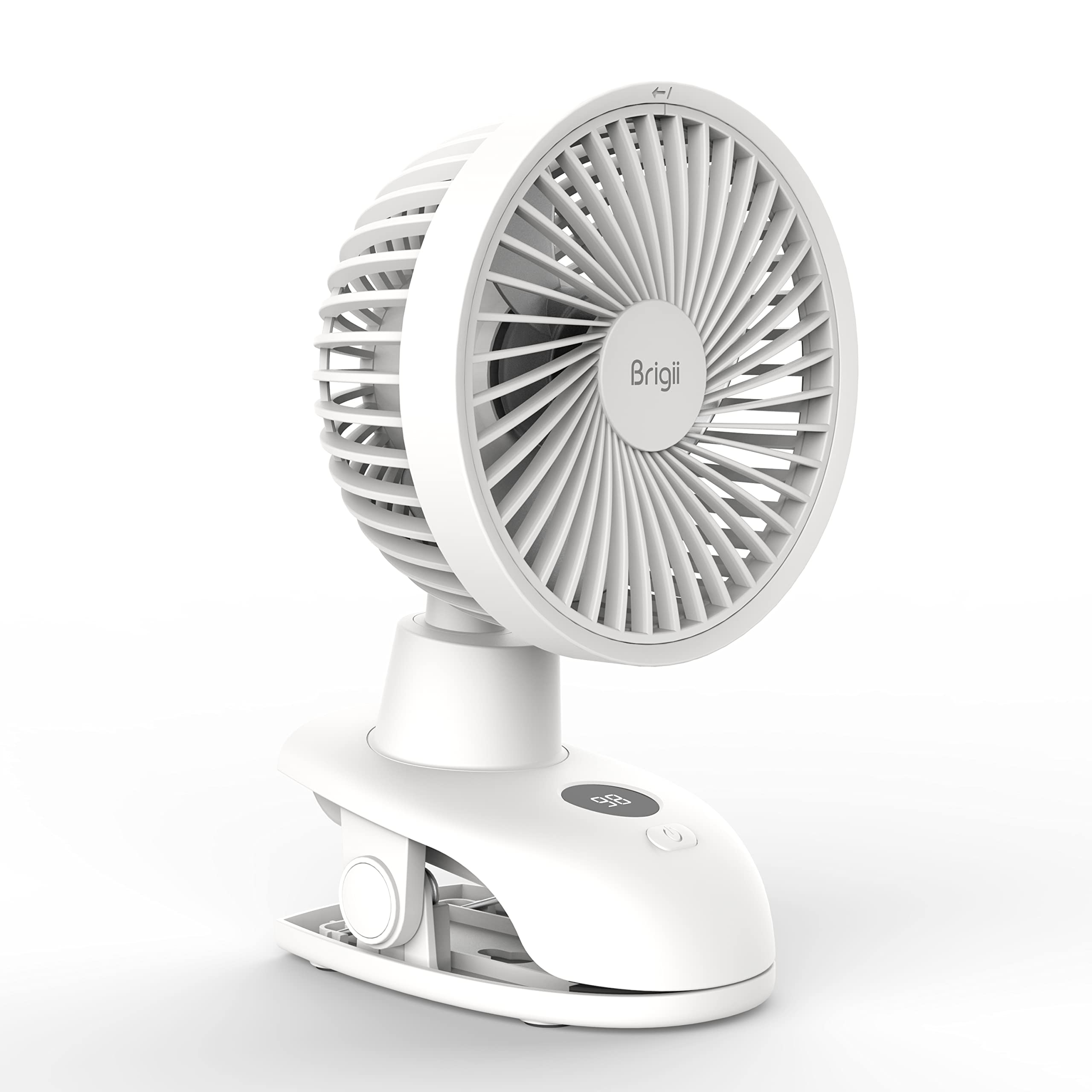 Brigii Desk&Clip Fan, Small Fan 14H Long Battery Life, Battery Level ...