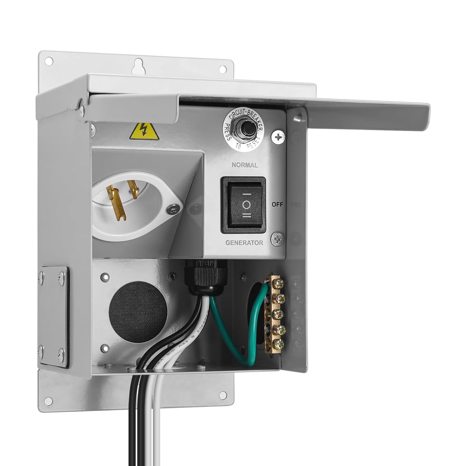 Briidea 15 Amp 120V Steel Generator Manual Transfer Switch with Circuit ...