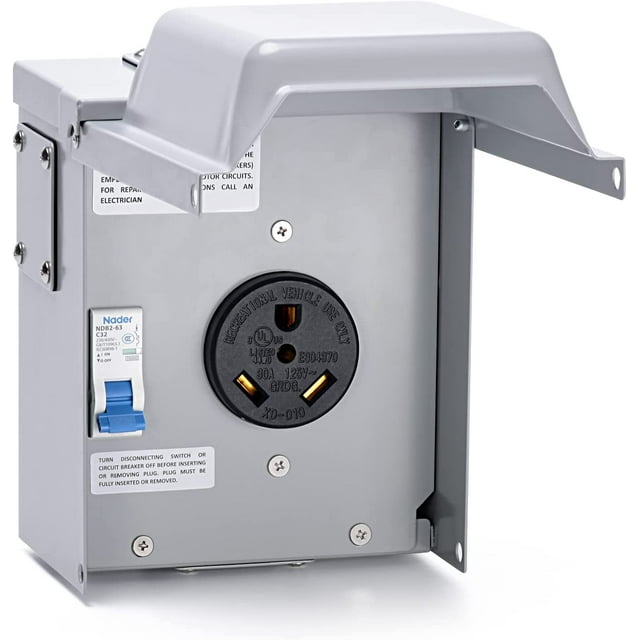 Briidea 30 Amp Temporary RV Power Outlet with Breaker, Outdoor Breaker ...