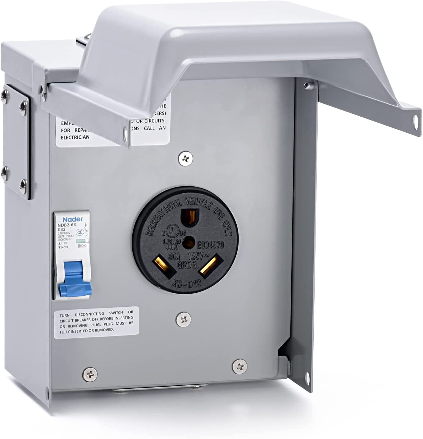 Briidea 30 Amp Temporary RV Power Outlet with Breaker, Outdoor Breaker ...
