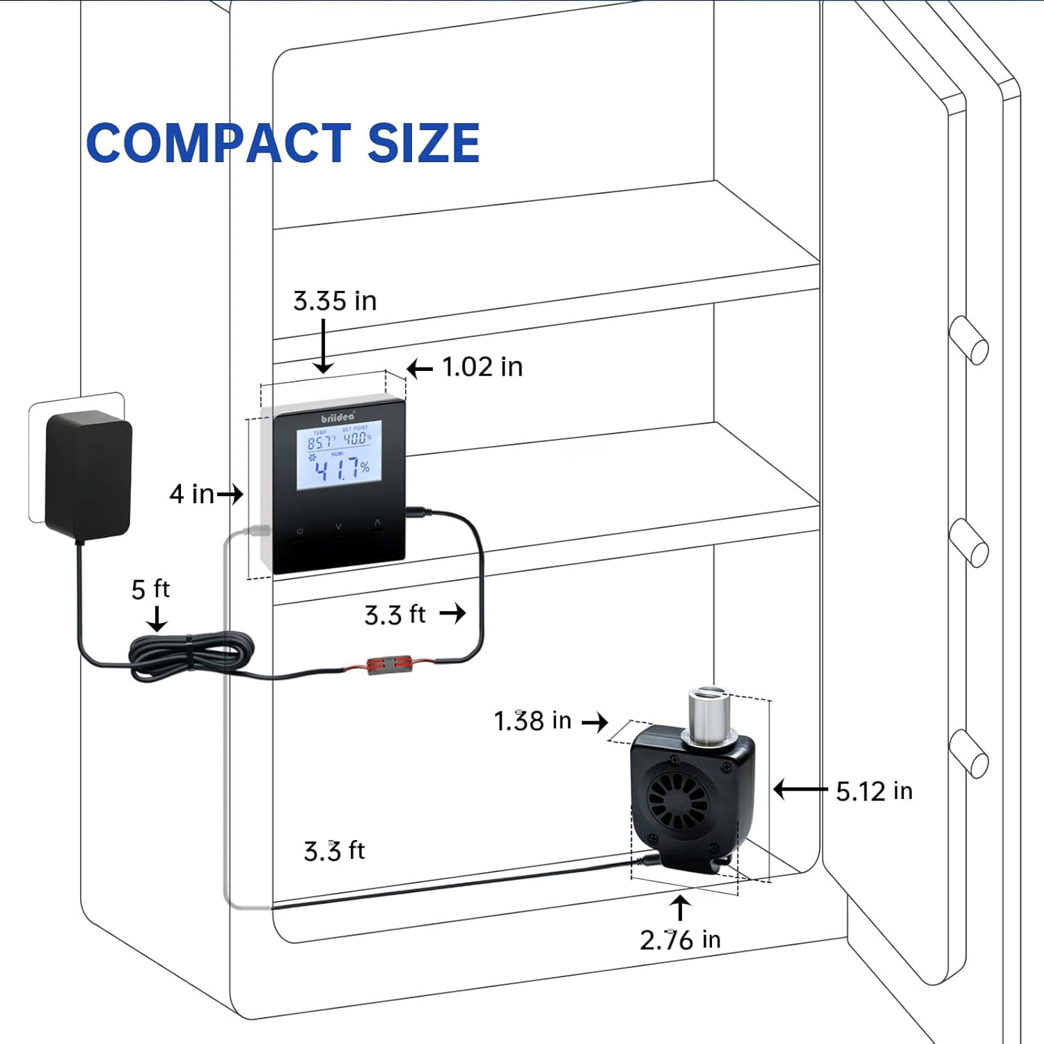 Briidea Gun Safe Dehumidifier with Smart Humidity Control, Real-Time ...