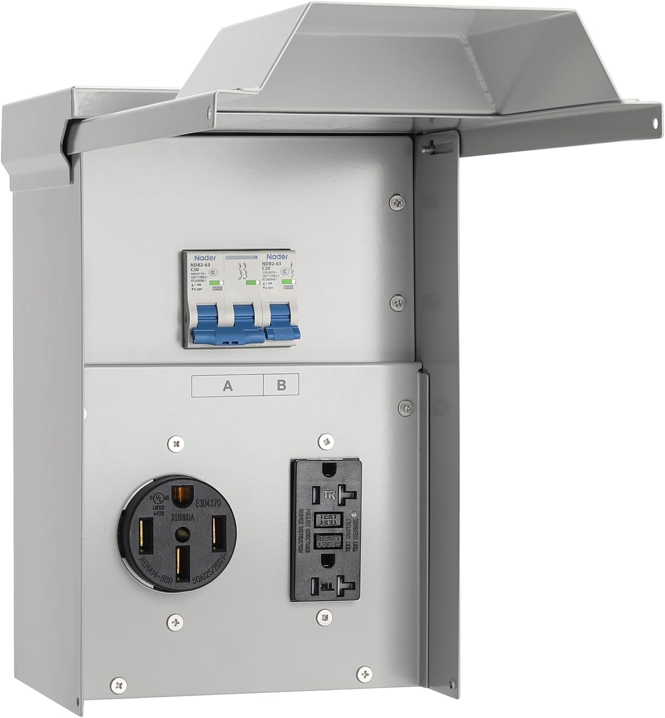 Briidea RV Electrical Box with 20, 30, 50 Amp Camper Adapter, Stainless ...