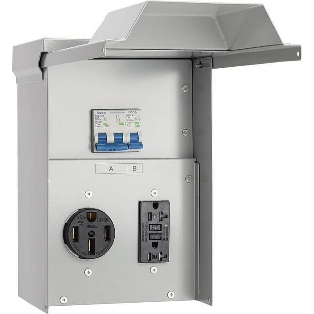 Briidea RV Electrical Box with 20, 30, 50 Amp Camper Adapter, Stainless ...