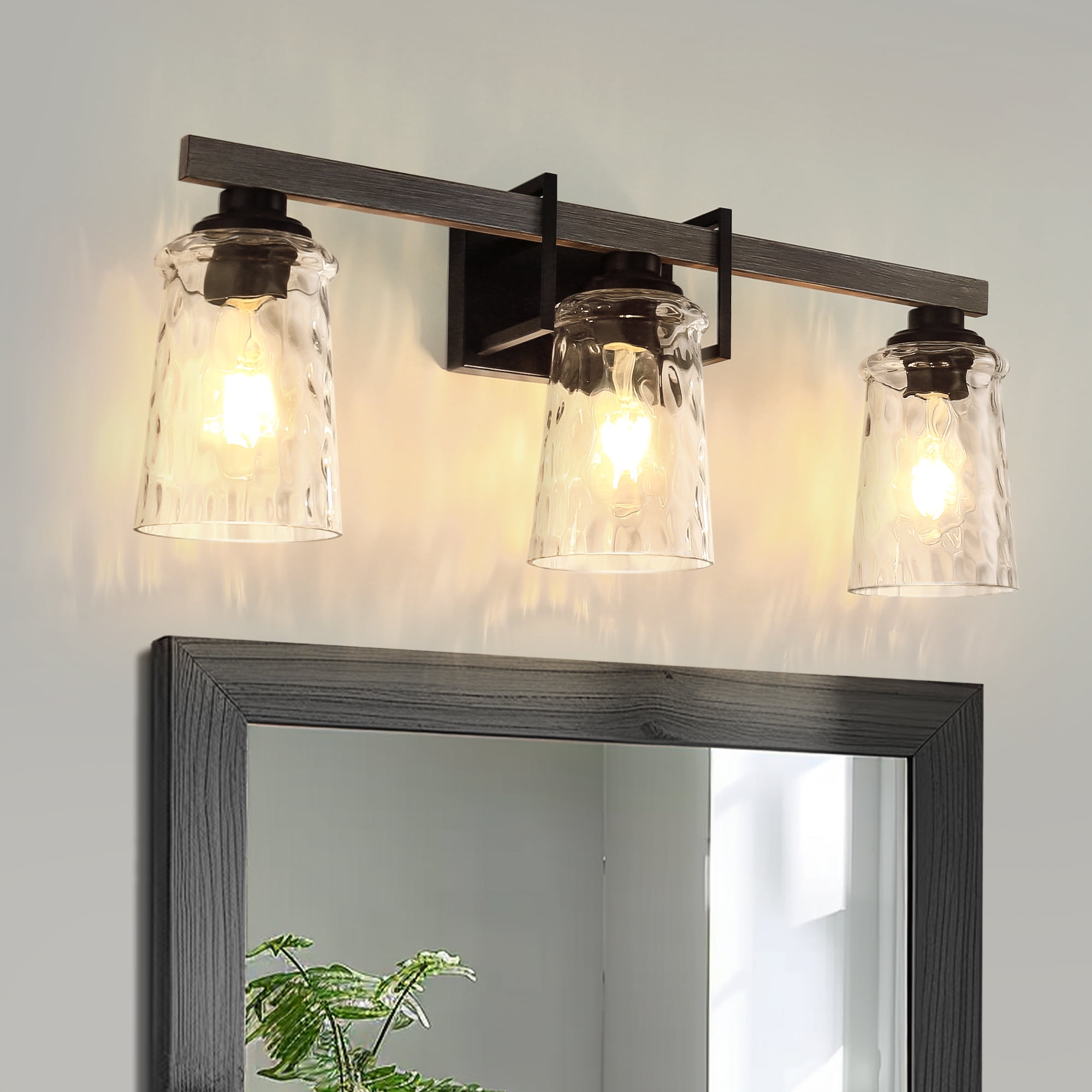 Briignite 3-Light Vanity Light – 26-Inch Rustic Farmhouse Design in ...