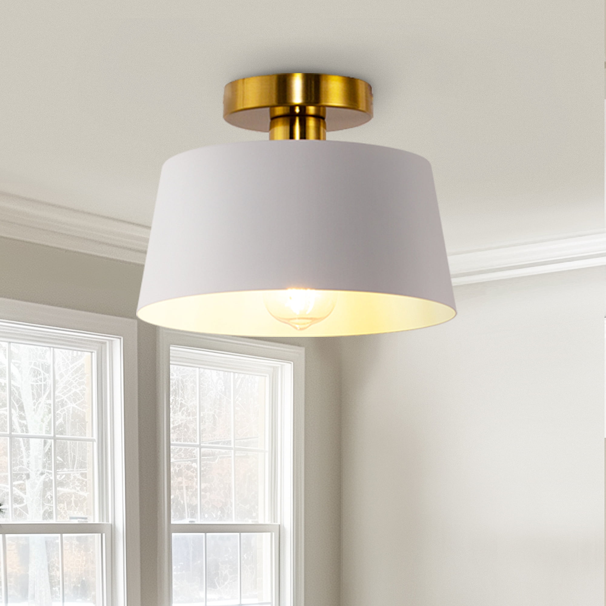 Briignite Flush Mount Ceiling Light Fixture,Gold,Modern Small Semi ...