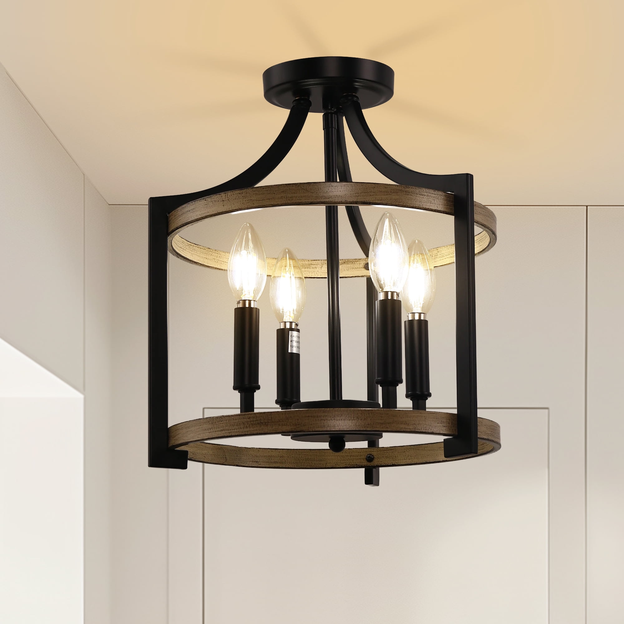 Briignite Rustic Farmhouse Ceiling Light – Convertible Semi Flush Mount ...