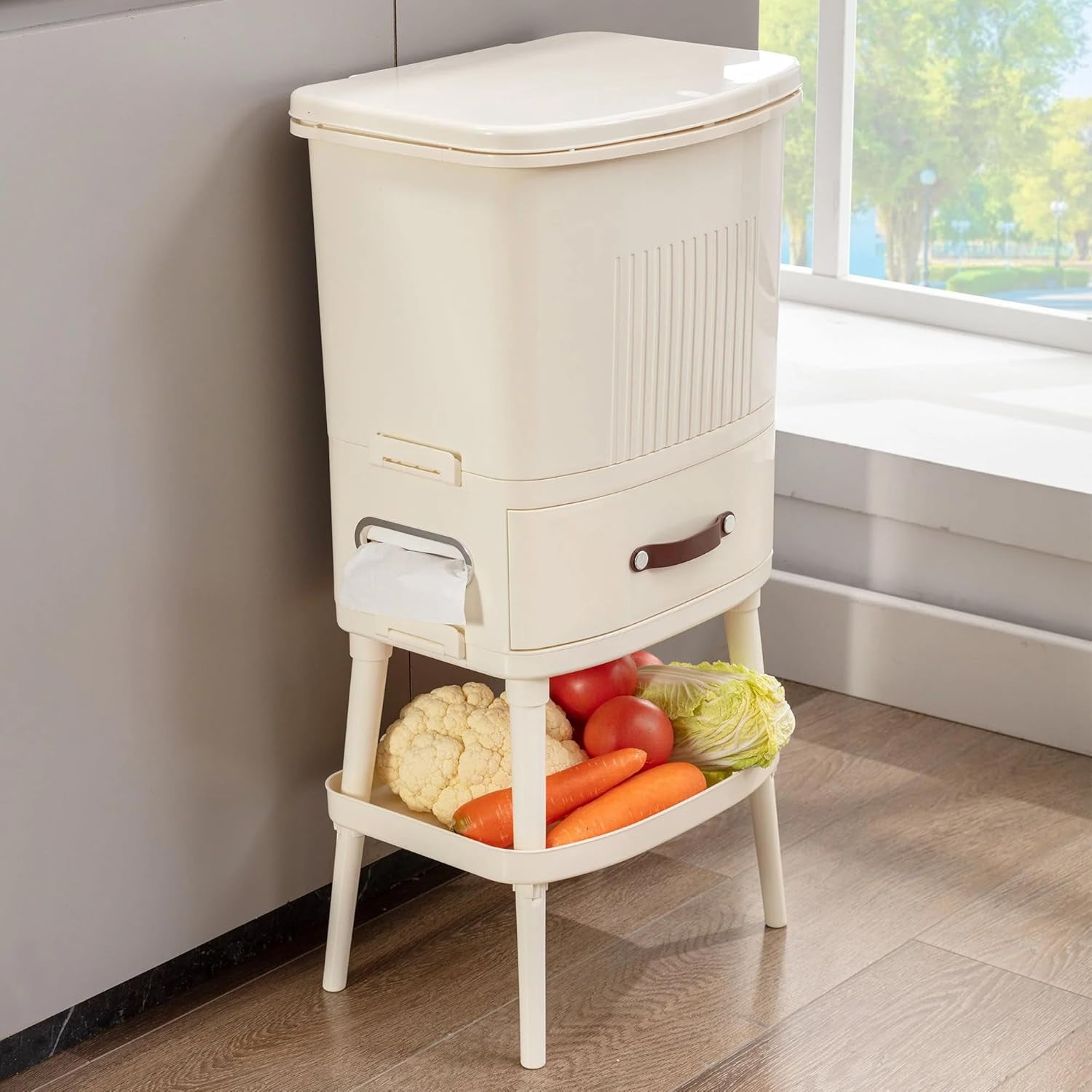 Brikipth 2 In 1 Dustbin 30 Liter Dustbin with Lid Garbage Waste Bin ...