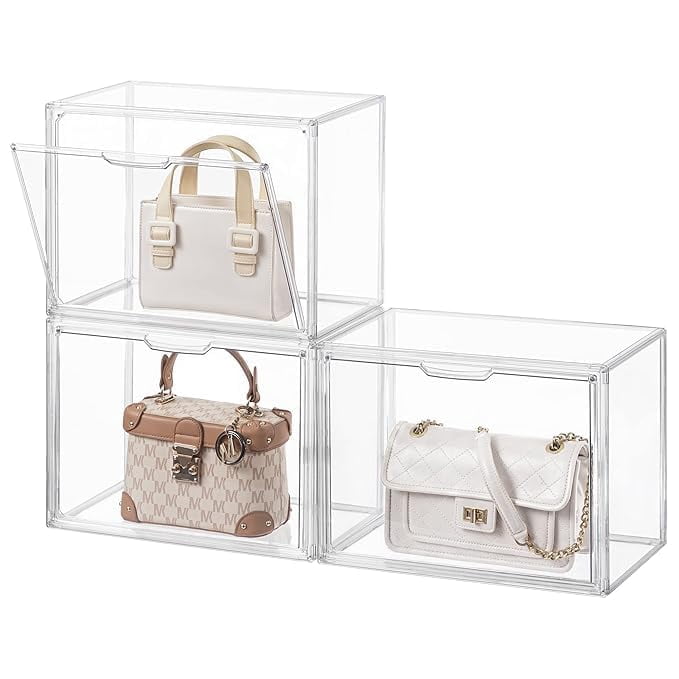 Brikipth Clear Rectangular Handbag Display Stand Stackable Shoes ...