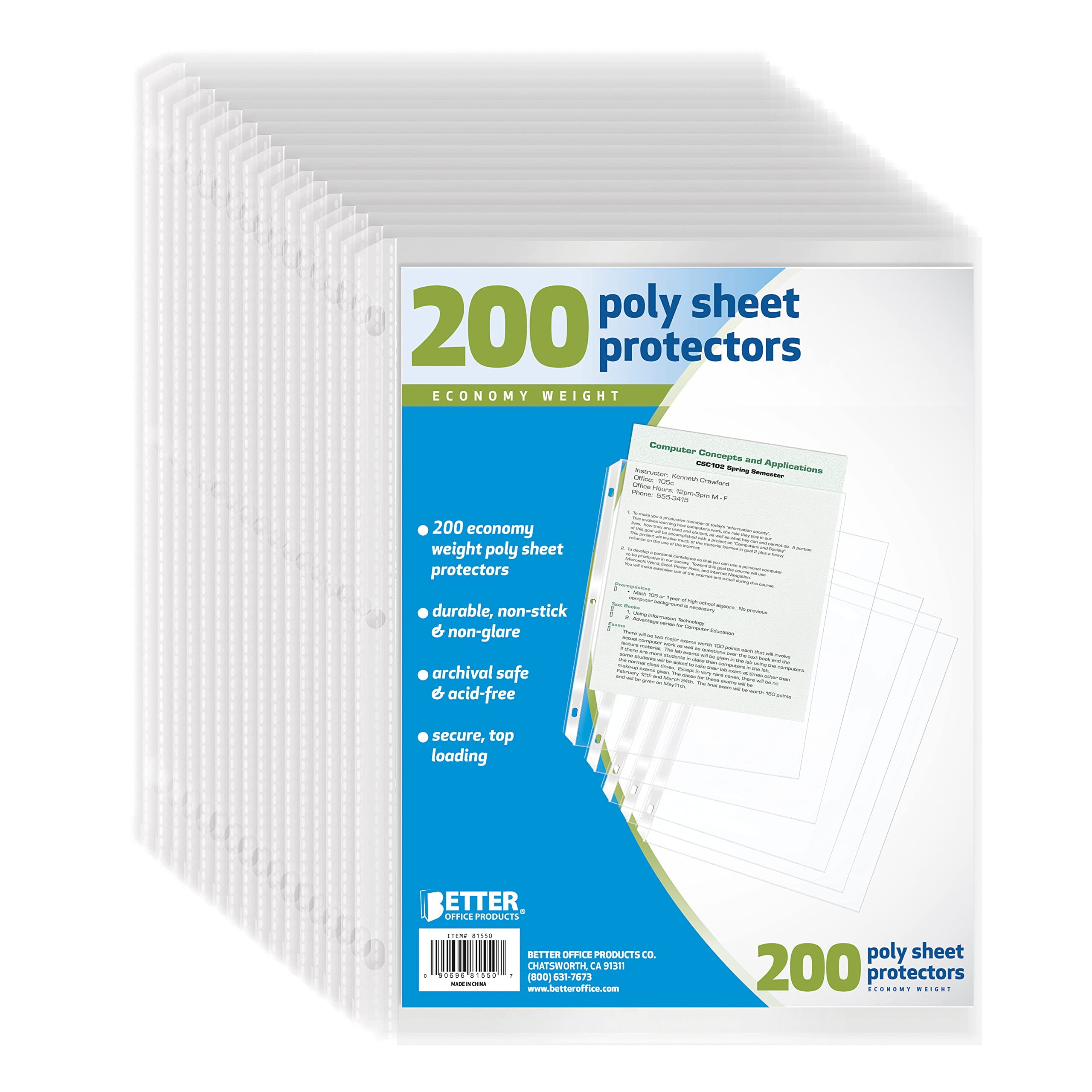 BrilhoGlee 200 Pack Sheet Protectors, Heavy Duty Clear Plastic Page ...