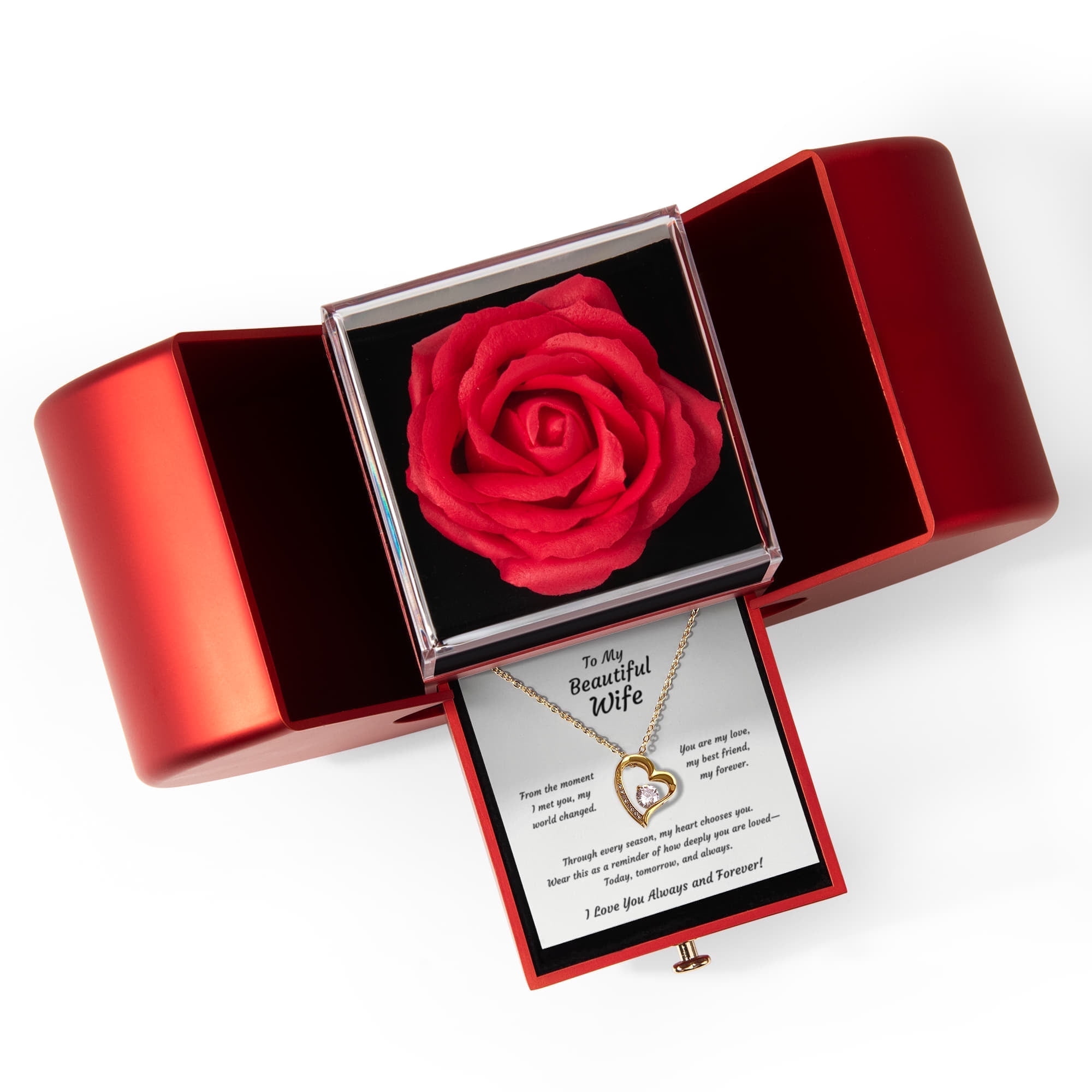 BrillanceAura Romantic Clear, Heartfelt Message Card Necklace ...