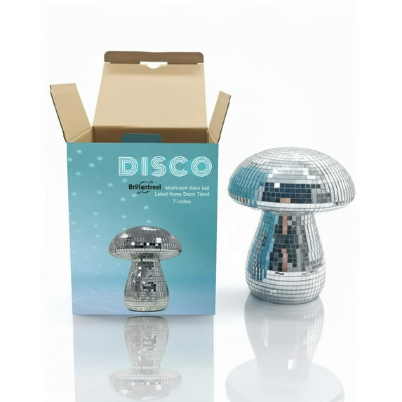 Brillantreal Mushroom Ball, 7 Inch Silver Mirror Ball Decor, Handmade ...