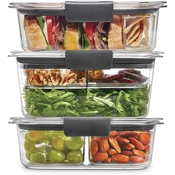 Brilliance BPA-Free 3 Set Food Storage Containers with Lids, Removable ...
