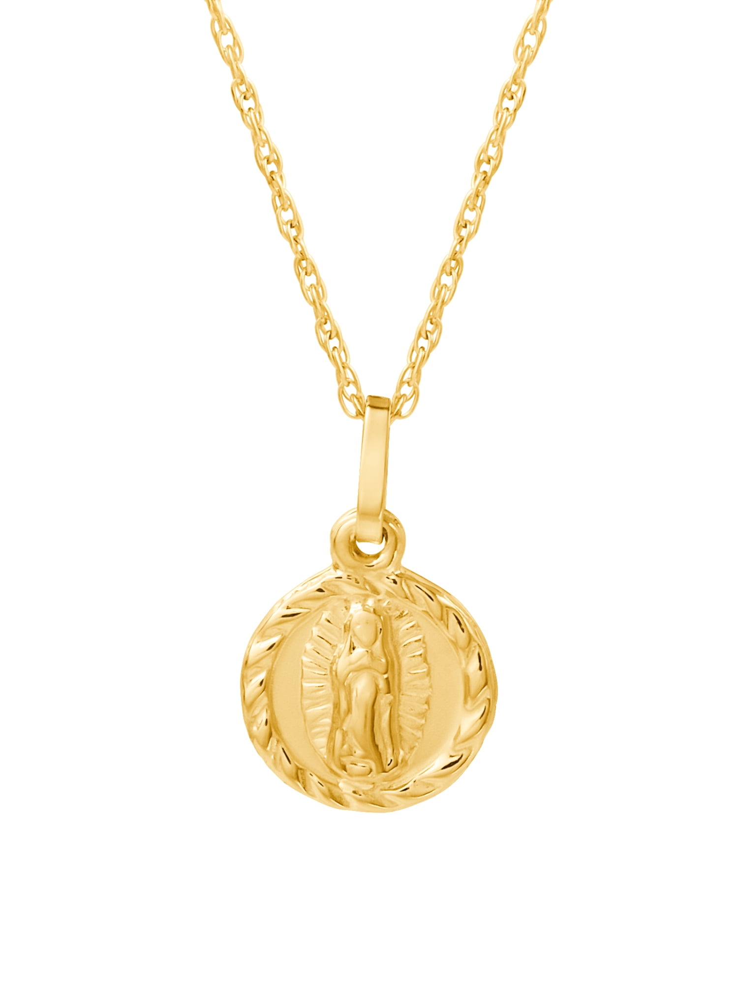 Brilliance Fine Girl’s/Tween 14K Yellow Gold Virgin Mary Medal Pendant ...