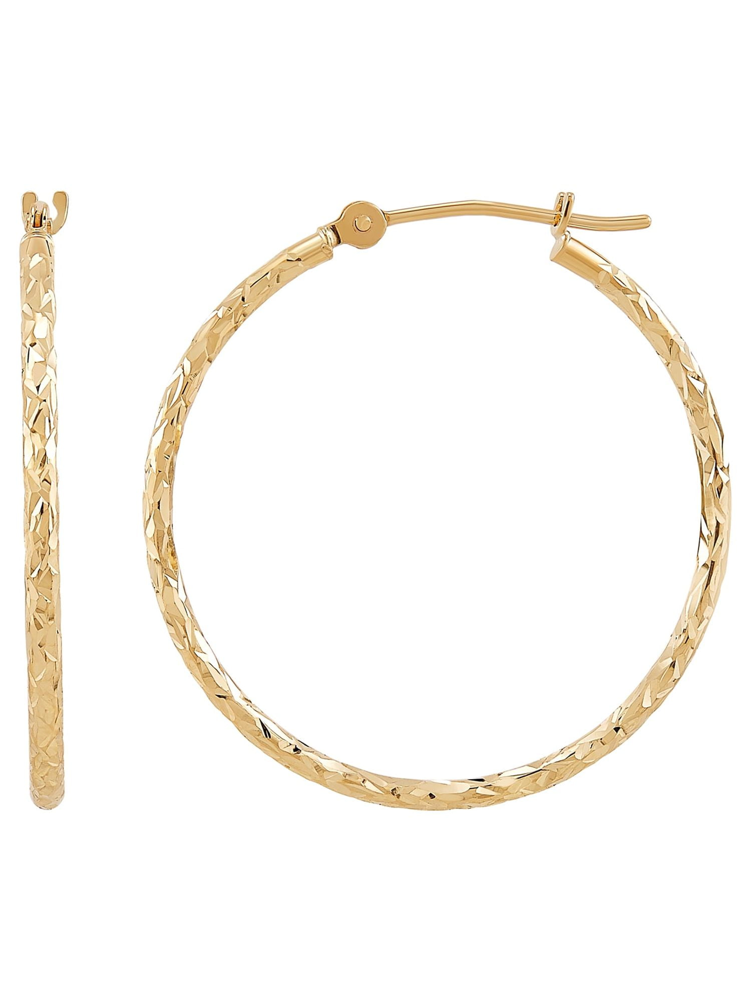 Brilliance Fine Jewelry 10K Yellow Gold 1.52MM x 28MM Hollow Round ...