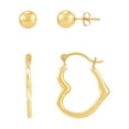 Brilliance Fine Jewelry 10K Yellow Gold 6MM Ball Studs and Heart Hoops ...
