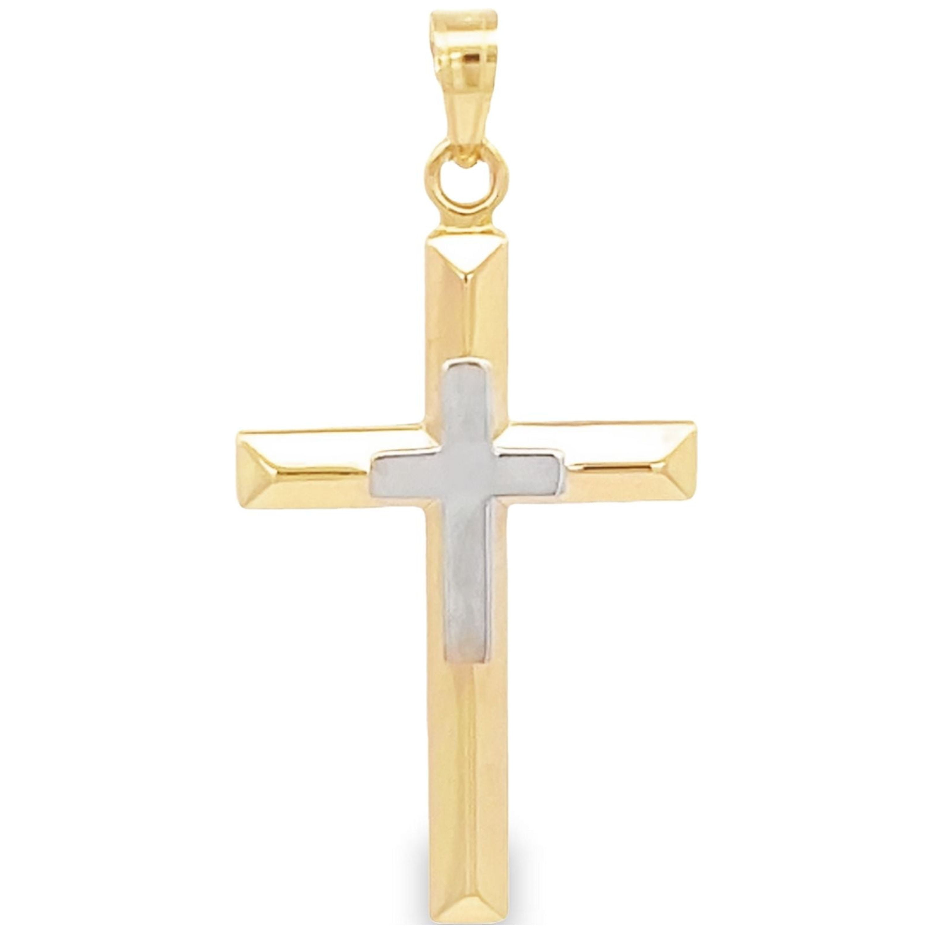 Brilliance Fine Jewelry 14 KT Two Tone Cross with Cross Design ...
