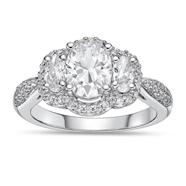 Sterling Silver Pink Cubic Zirconia Oval Ring - Walmart.com