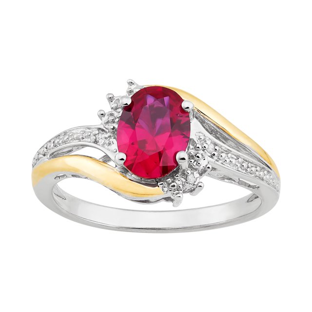 Brilliance Fine Jewelry Created Ruby Diamond Accent Ring in Sterling ...