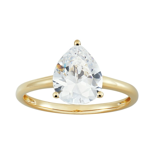 Brilliance Fine Jewelry Cubic Zirconia Pear Shape Solitaire Engagement ...