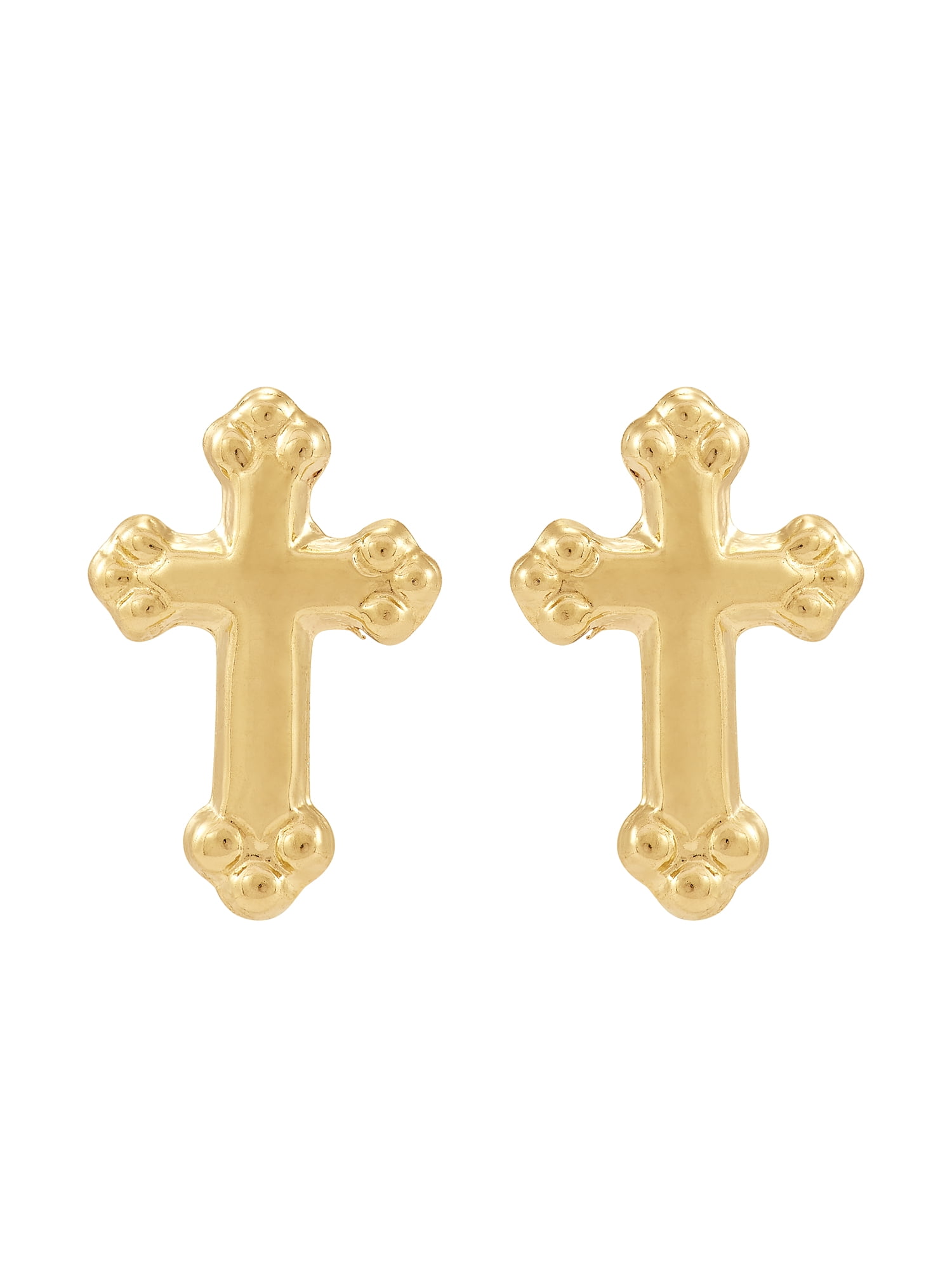 Brilliance Fine Jewelry Girls 10K Yellow Gold Scallop Edge Cross ...