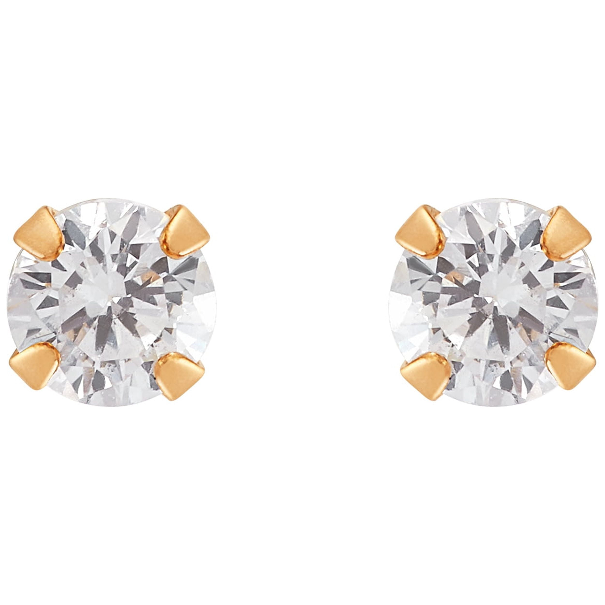 Brilliance Fine Jewelry Girls Cubic Zirconia Hoop Studs Earrings in 10K Yellow Gold Women s Silver