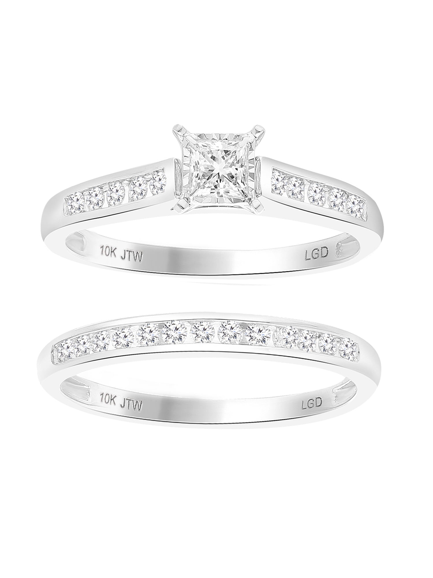 Brilliance Fine Jewelry Princess 1/2 Carat Lab Grown Diamond Bridal ...