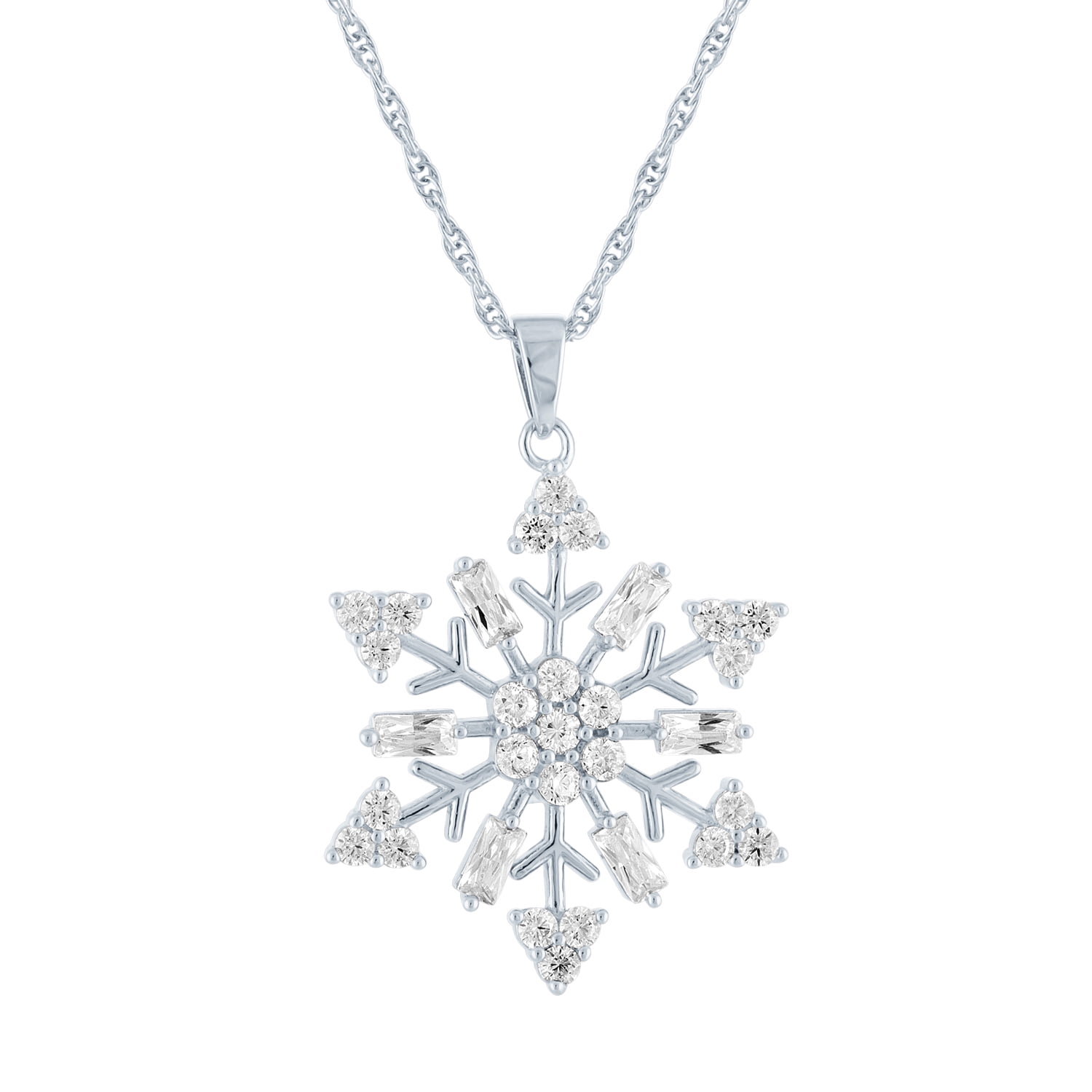 Brilliance Fine Jewelry Simulated Diamond Snowflake Pendant Sterling ...