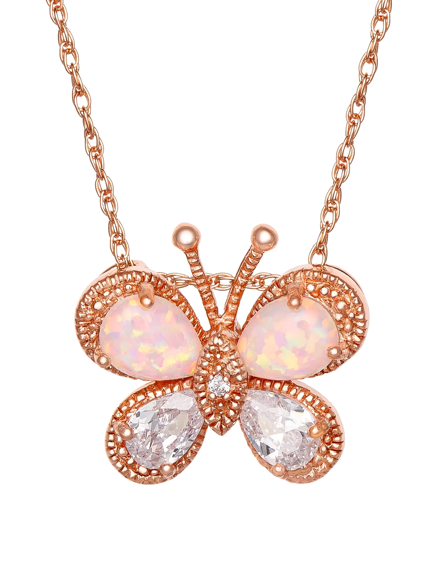 Brilliance Fine Women's Sterling Silver 14kt Gold Plated Cubic Zirconia & Created Opal Butterfly ...