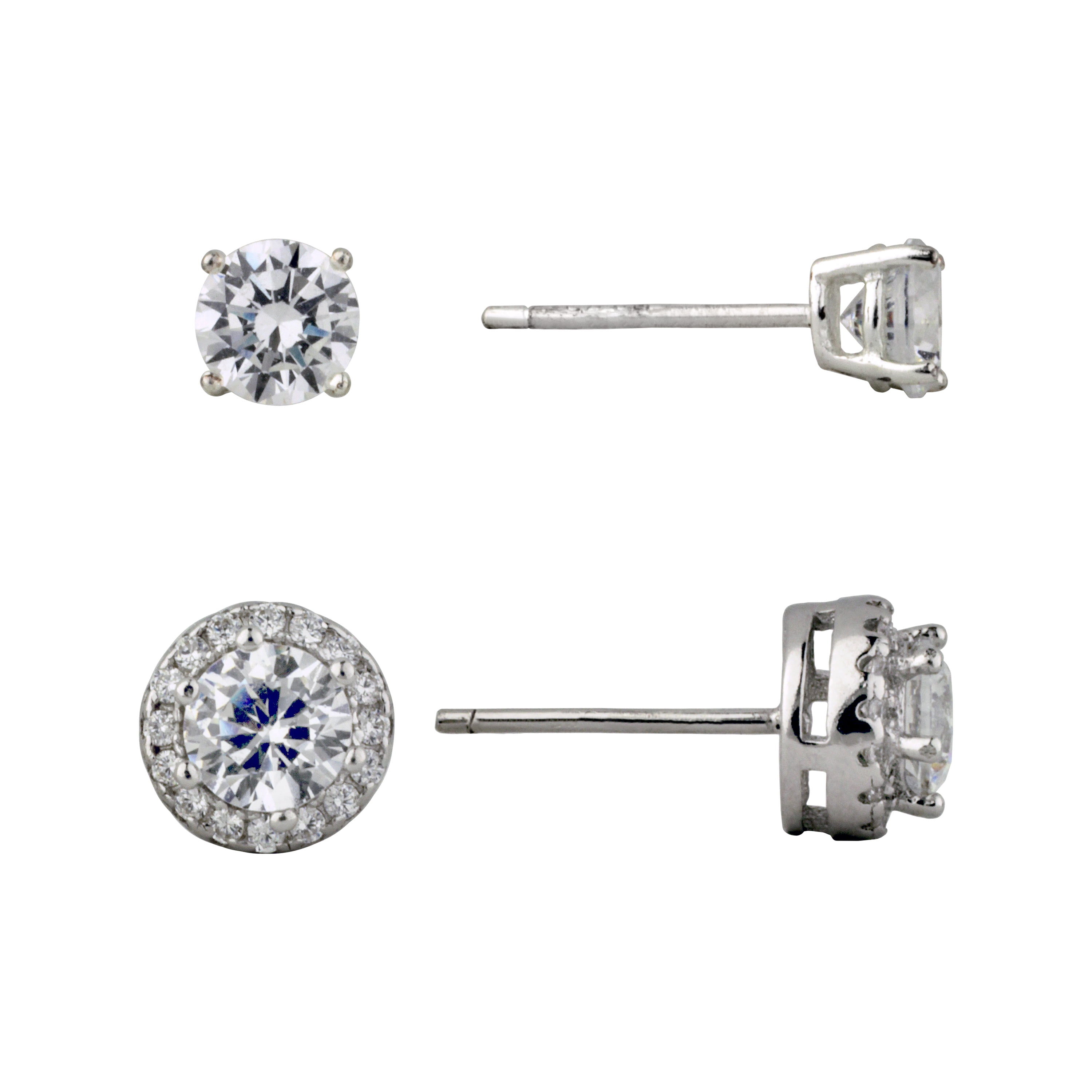 Brilliance Fine Jewelry Women's Round Simulated Diamond Duo Earring Set ...