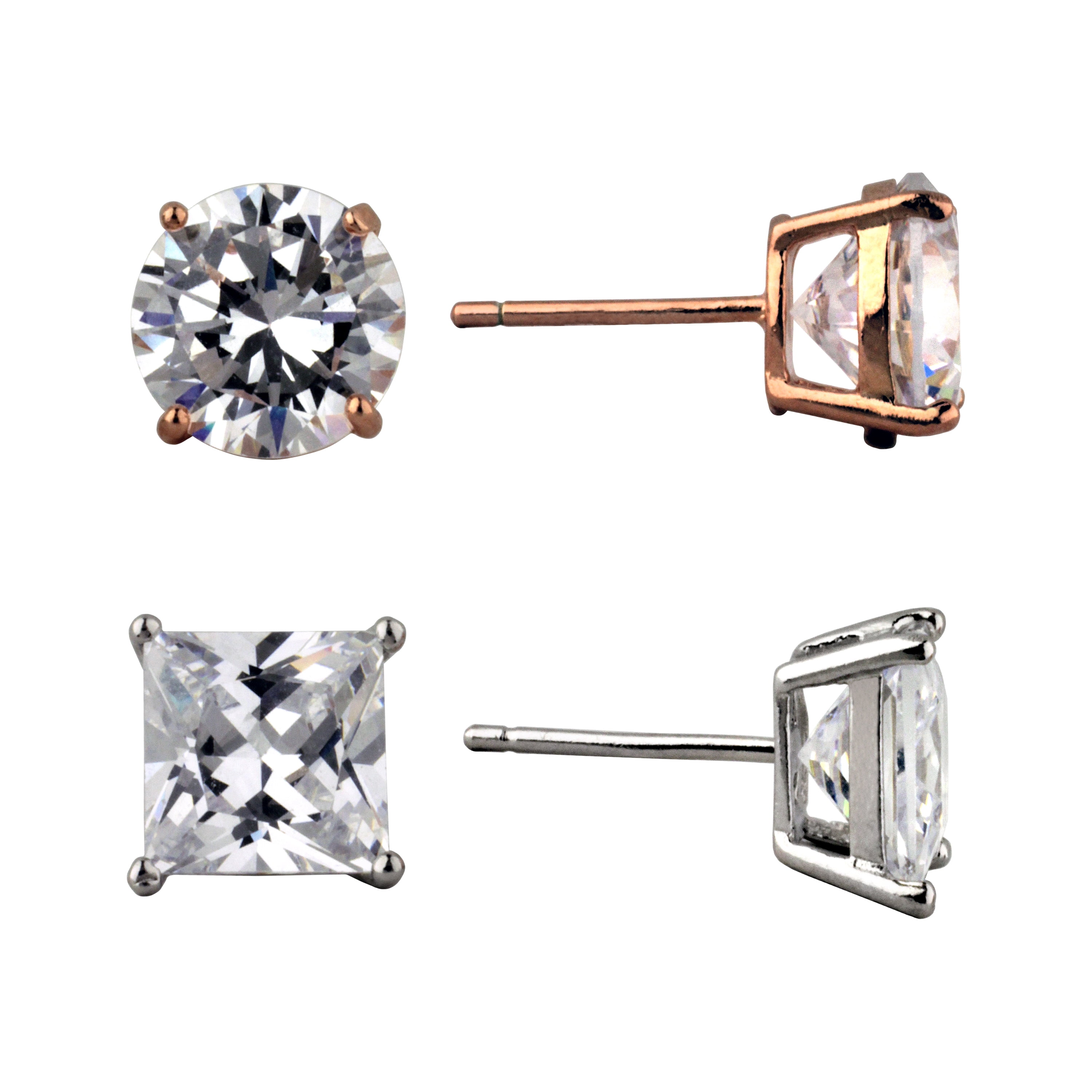 Brilliance Fine Jewelry Women's Simulated Diamond Two Tone Earring Set ...
