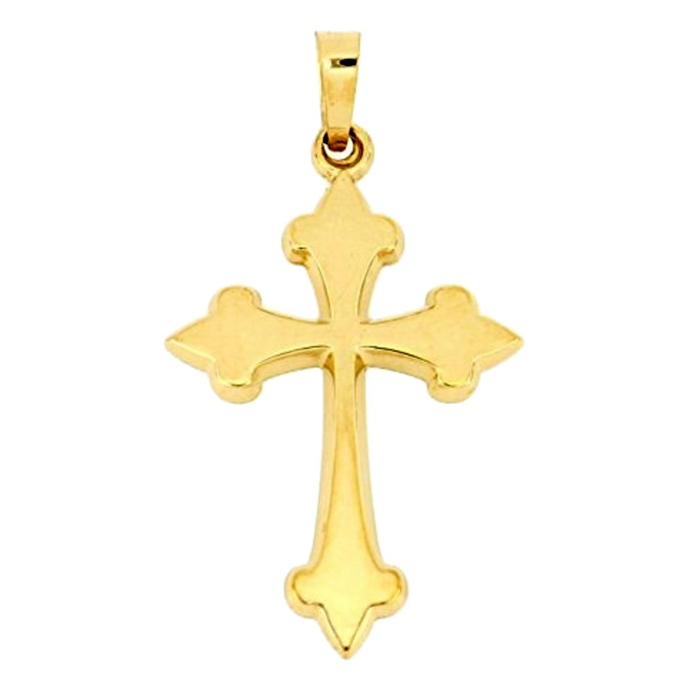Brilliance Fine Jewelry14 KT Yellow Gold Fancy Cross Religious Pendant ...