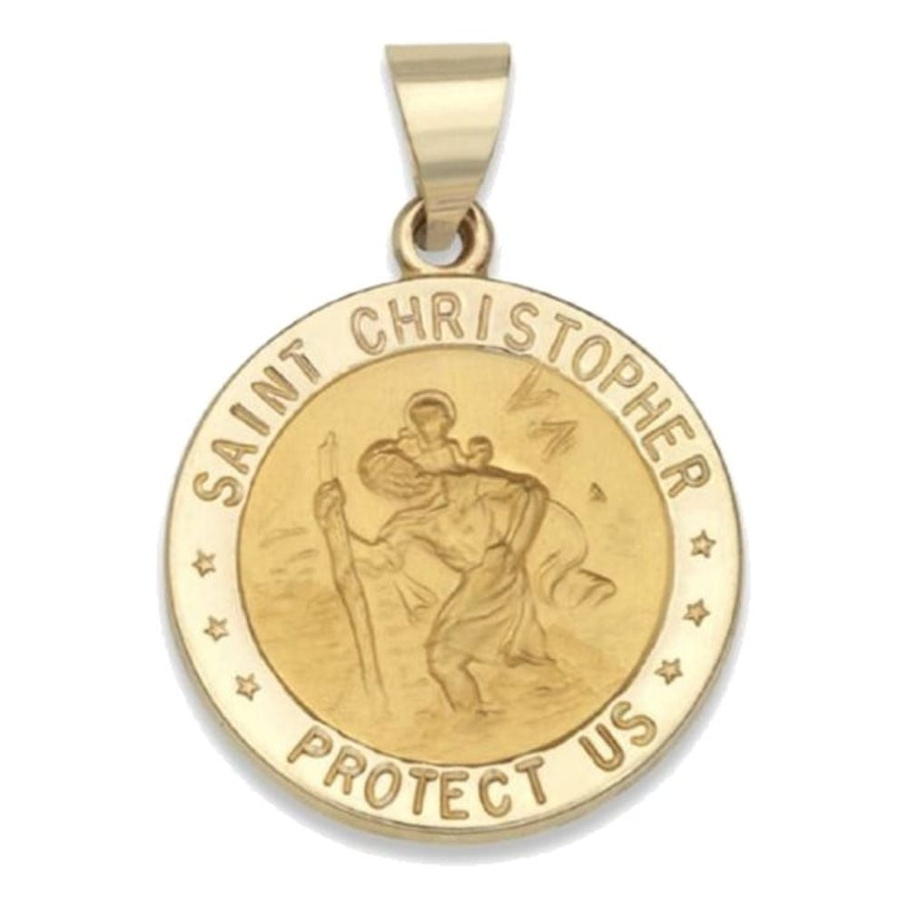 Brilliance Fine Jewelry14 KT Yellow Gold Saint Christopher Medal Round ...
