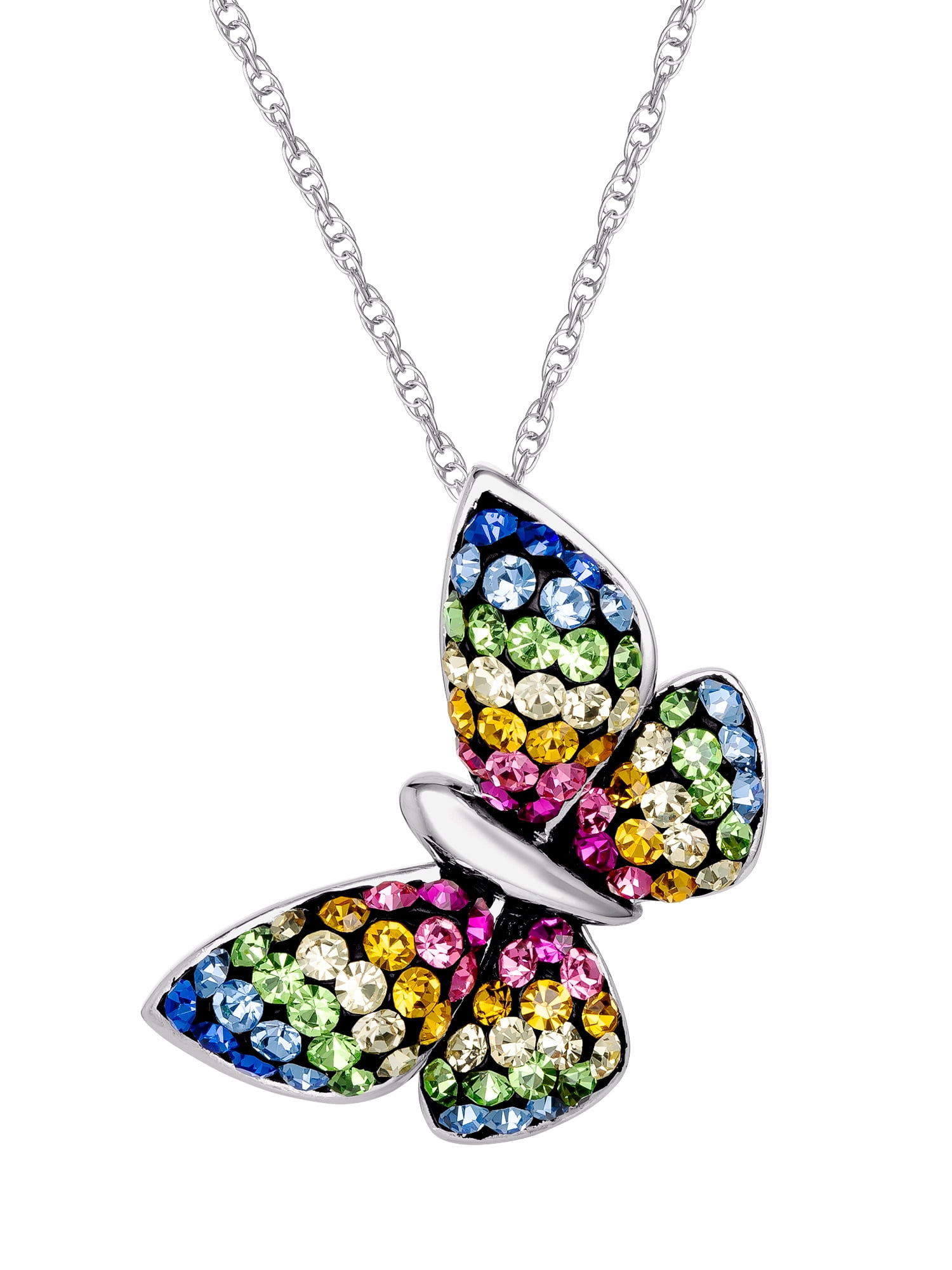 Brilliance Fine Women's Sterling Silver Crystal Butterfly Pendant 18 ...