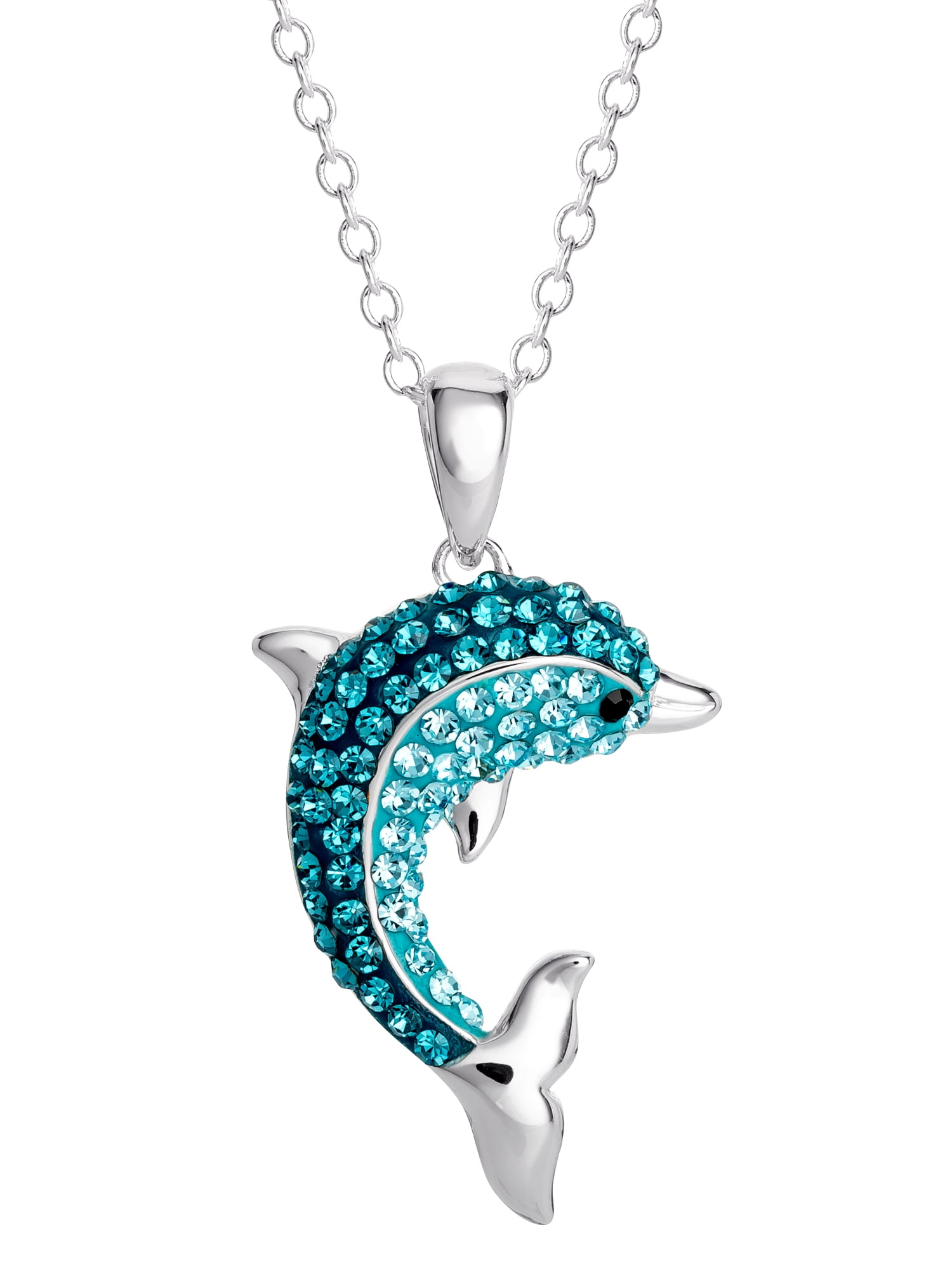Brilliance Fine Women's Sterling Silver Crystal Dolphin Pendant 18 ...