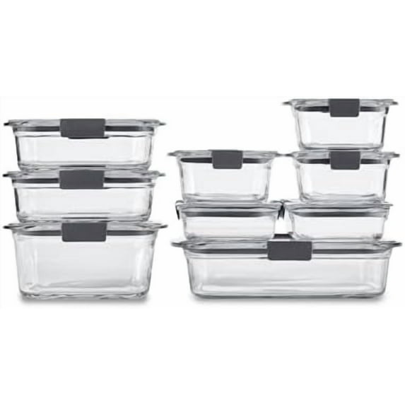 Brilliance Glass Food Storage Containers, Assorted Sizes, Set of 9, BPA ...