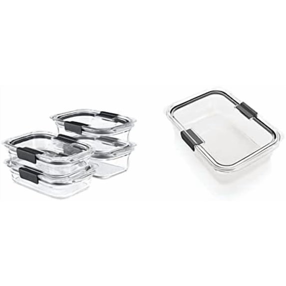 Brilliance Glass Food Storage Containers Set (4 containers + 4 lids ...