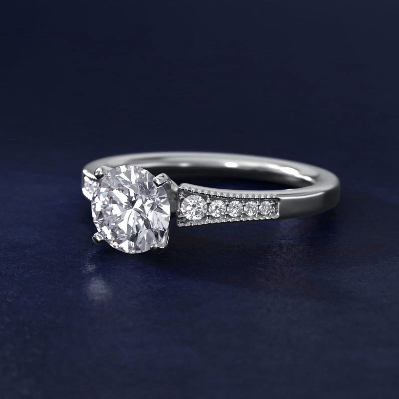 Brilliance Jewels 2 Ct Round Cut Moissanite Engagement Ring for Women ...