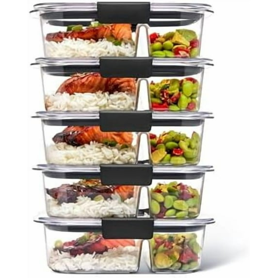 Brilliance Meal Prep Containers, 2-Compartment Food Storage Containers ...