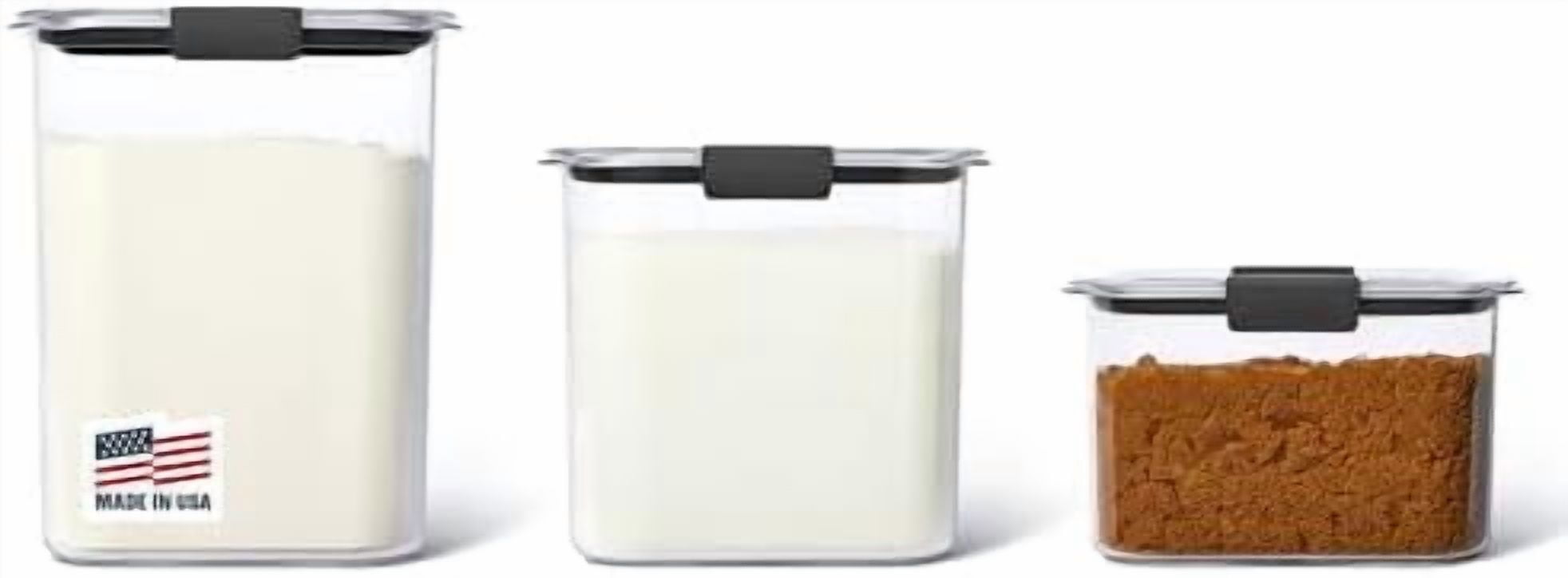 Brilliance Plastic Food Storage Pantry Baking Set, 3 Containers with ...