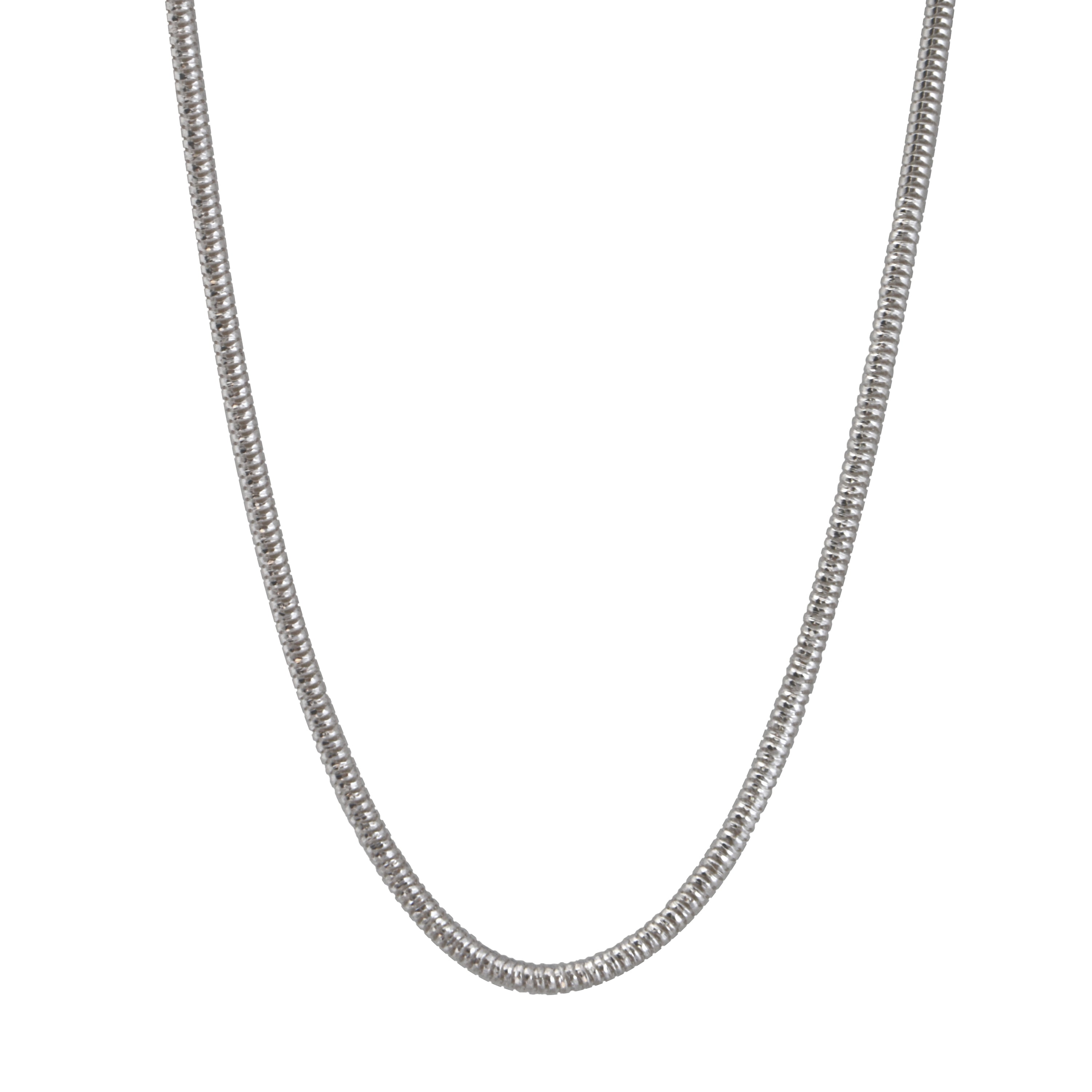 Brilliance Sterling Silver Round Snake Necklace With Pavè, 20 Inch ...